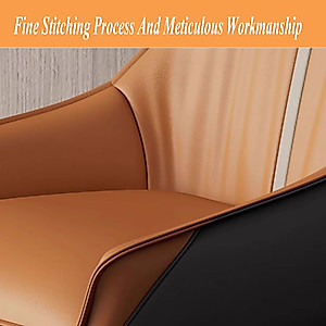 RUANLOV Contemporary Kitchen & Dining Room Chairs with Arms, Modern Minimalist Restaurant Chair, Elegant Kitchen Chairs, PU Leather Cushion and Metal Legs Bar Chairs (C)