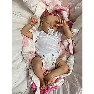 iCradle Reborn Baby Doll 18Inch Silicone Full Body Real Looking Girls Newborn Toddlers Waterproof with Sleeping Baby Eyes Closed Kids Playmate Toy for Age 3+