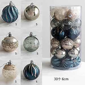 SYALEO 30pcs Christmas Balls Ornaments 60mm/2.36'' Shatterproof Christmas Tree Decoration Birthday Hanging Ball Decorative Xmas Baubles Wedding