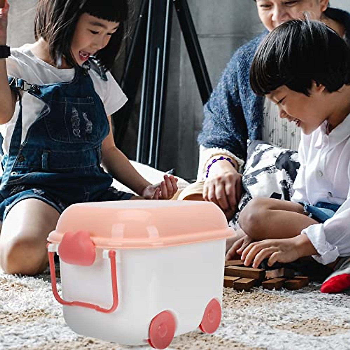 Cabilock Plastic Storage Basket Kids Toy Box rolling storage box toy storage bins storage basket bins with Wheel and Kids Toy Storage Bins