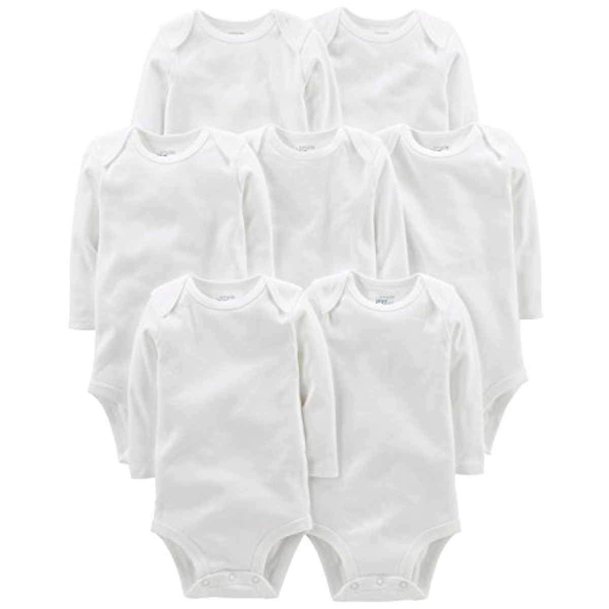 Simple Joys by Carter's Unisex Babies' Long-Sleeve Bodysuit, Pack of 7, White, 24 Months