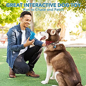 petizer Indestructible Squeaky Dog Toys for Aggressive Chewers, Durable Tough Latex Toys for Heavy Chewers, Natural Rubber Toys for Small/Medium/Large Dogs, Blue Hippo
