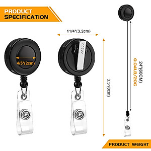 25 Pack Badge Reels Retractable with Swivel Alligator Clip Retractable Badge Holder Reels for Students, Teachers, Office Workers (Black)