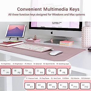 JOYACCESS Bluetooth Keyboard, Pink Wireless Keyboard with Number Pad, Dual Mode Slim Keyboard Connects Up to 3 Devices for iMac/Mac,MacBook, iPad,Laptop,Android,Windows