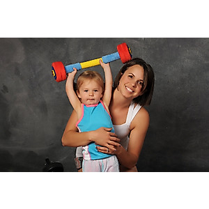 WOD Toys Baby Barbell Plush with Rattle & Sensory Sounds - Safe, Soft & Durable Workout, Exercise and Weightlifting Pretend Play Toys for Toddlers, Newborns, Infants and Babies Ages 0+