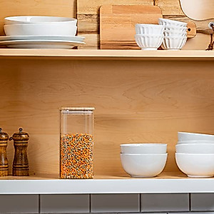Glass Kitchen Canisters with Airtight Bamboo Lids - Kitchen Organization and Food Storage Glass Jar for Candy, Cookie, Rice, Sugar, Flour, Pasta, Nuts.