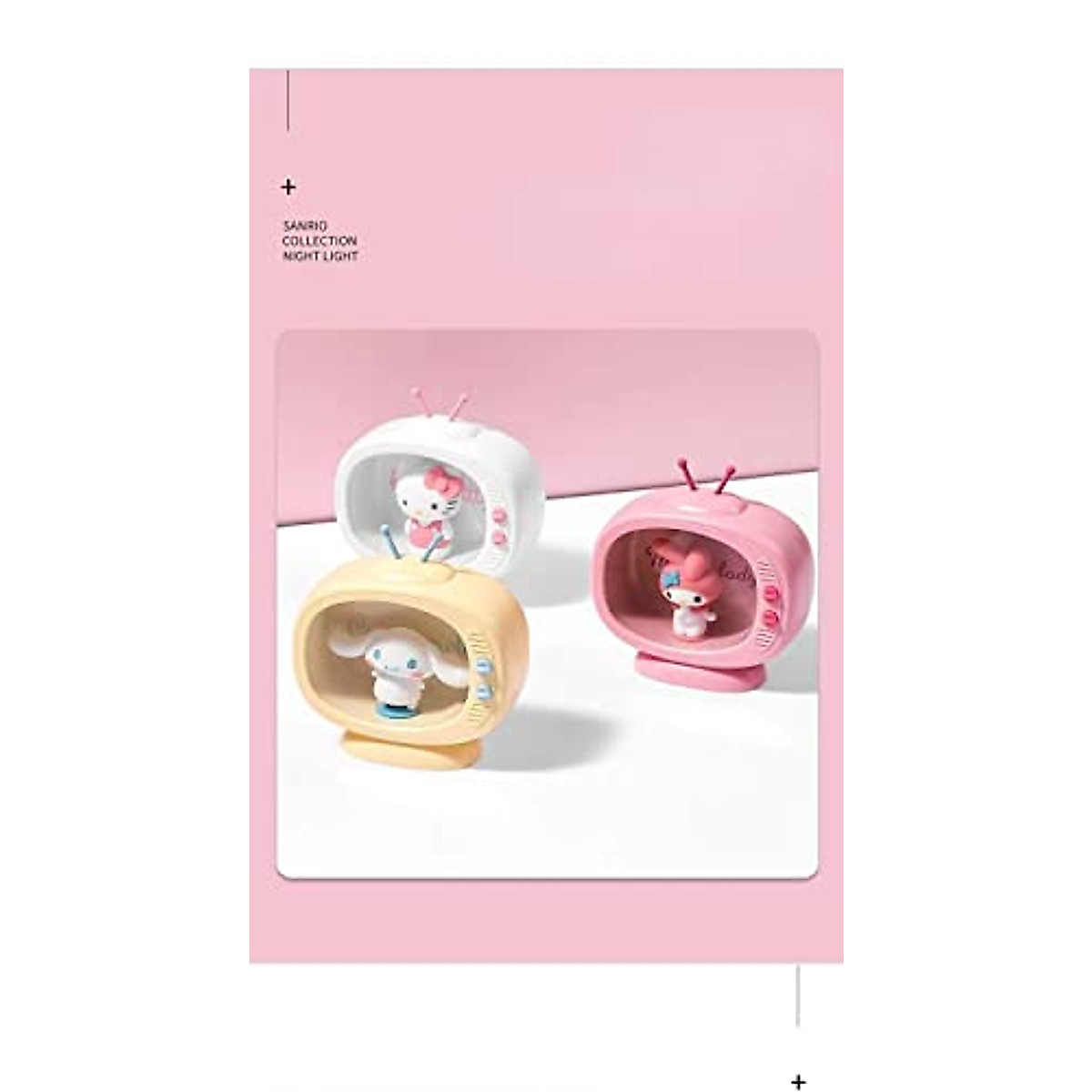 MFFaNa Cute 3D Cartoon Table Lamp TV Shape Eye-Caring Lamp Gentle Warm Light Energy-Saving Lamp Reading Light LED Night Light Home Decor Office, Pink Melody, 12.1*6.4*12.6cm