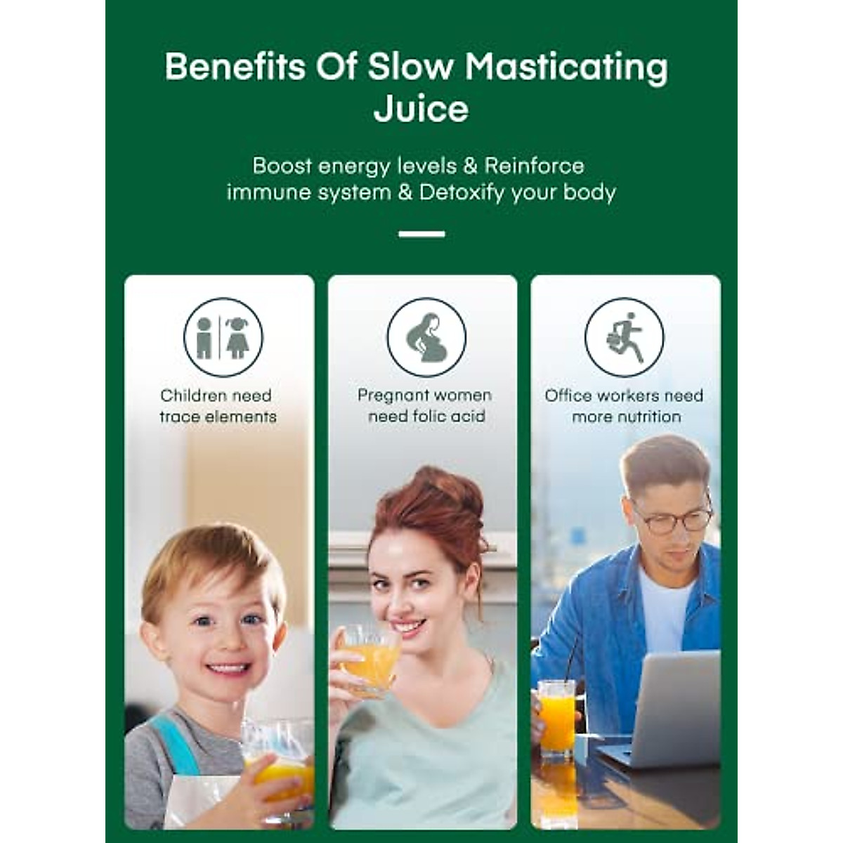 Masticating Juicer Machines, Juilist Cold Press Juicer Extractor with Quiet Motor & Reverse Function for Vegetables and Fruits, Slow Juicer Machine Easy to Clean with Brush, Recipe Included