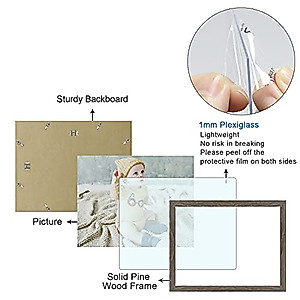 COREAET 16x20 Picture Frames Farmhouse Wooden Photo Frame 2 Pack Rustic Wall Decor for Art Poster, Brown, Plexiglass Cover