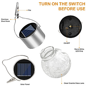 LEDIKON 12 Pack Hanging Solar Lights Outdoor Decorative,Solar Powered Cracked Glass Ball Lights,Waterproof Outdoor Hanging Globe Tree Lights with Clip for Garden Patio Path Balcony Backyard,Warm White