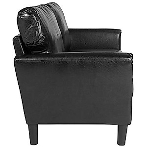 Flash Furniture Bari Upholstered Loveseat in Black LeatherSoft