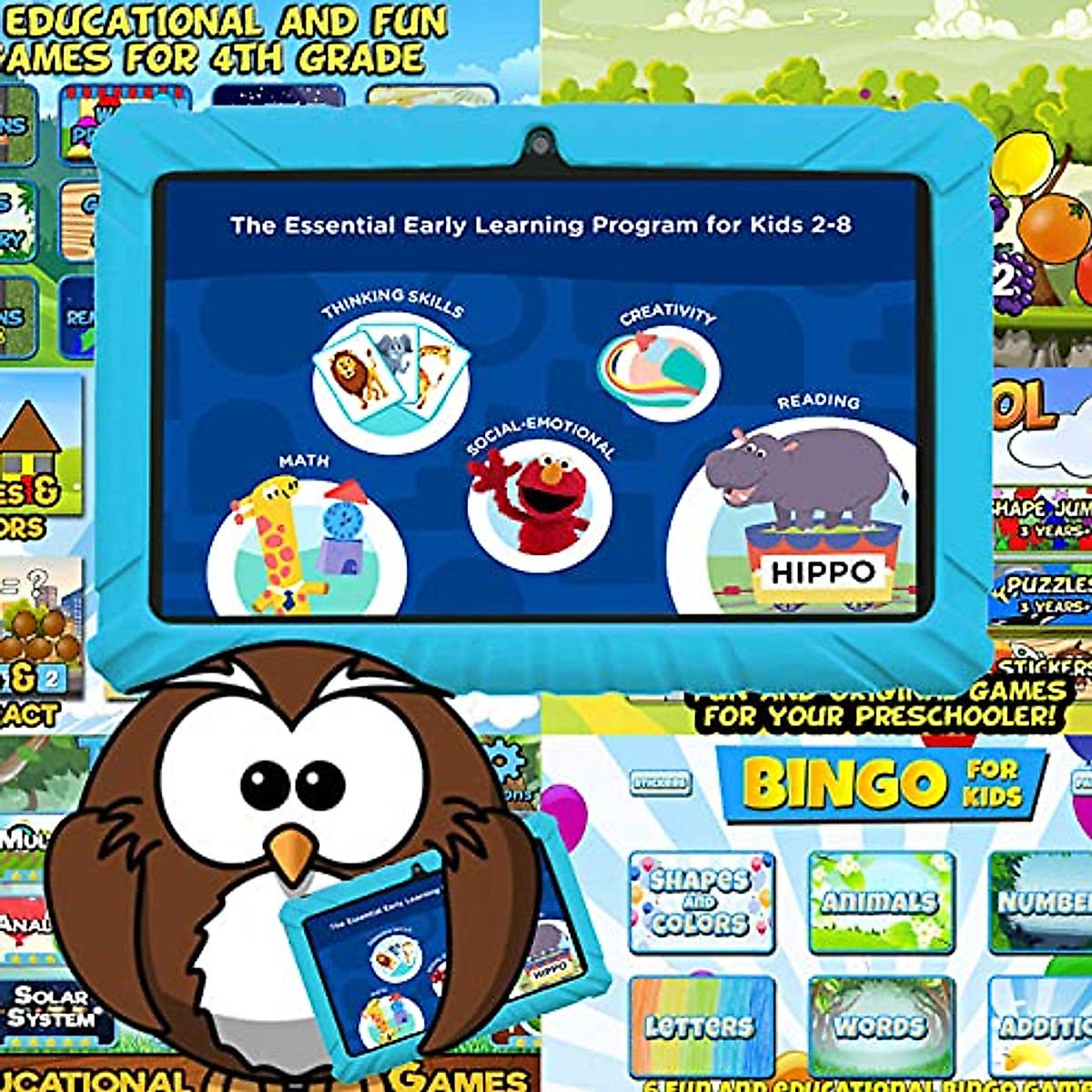 Contixo V8-4 7” Kids Tablet, 2GB RAM, 16GB Storage, Android 11 GO, Ultimate Learning Tablet for Children with Teacher’s Approved Apps, Kid Proof Protection Case, Blue