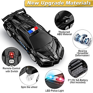 LNNKINE Remote Control Car, Transform Robot RC Cars, 2.4Ghz Transforming Police Car Toy with LED Light, One-Button Deformation and 360° Rotating Drifting, Toys for Boys Age 4-7 8-12
