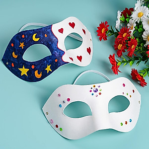 Yookat 14 Pieces Paper Art Masks White Craft Masks Paintable Paper Mask Mardi Gras Masquerade Masks