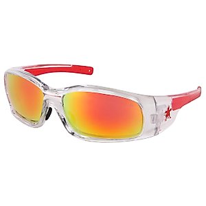 MCR Safety Glasses SR14R Fire Mirror Polycarbonate Lens with UV Protection and Scratch Resistant Coating, Clear Glasses, 1 pair