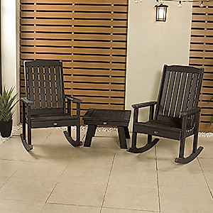 Highwood AD-KITRKCH1-ACE Lehigh 2 Rocking Chairs with Adirondack Side Table, Weathered Acorn