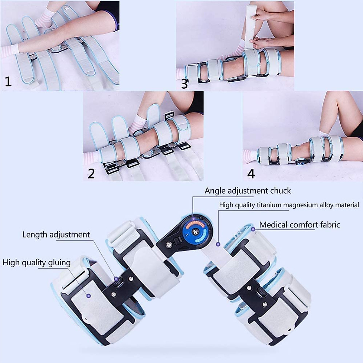 XBJYDMBDD Hinged Knee Brace ROM Knee Brace Leg Immobilizer Support Fracture Adjustable for Arthritis Joint Pain Meniscus Tear Knee Injury Recovery Relieve Knee Burden Adjustable Knee Immobilizer