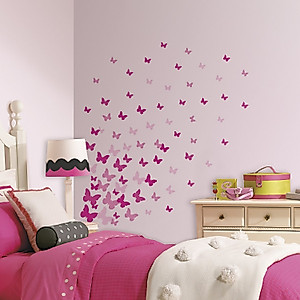 RoomMates RMK2713SCS Pink Flutter Butterflies Peel and Stick Wall Decals