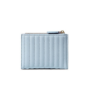 MEISEE Small Wallet for Girls Women Tri-folded Wallet Cash Pocket Card Holder Coin Purse with ID Window elegant youthful and cute- -flowers-blue