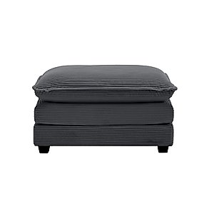 Nestglow Oversized Corduroy Upholstered Couches Ottoman for Modular Sectional Sofa, Grey