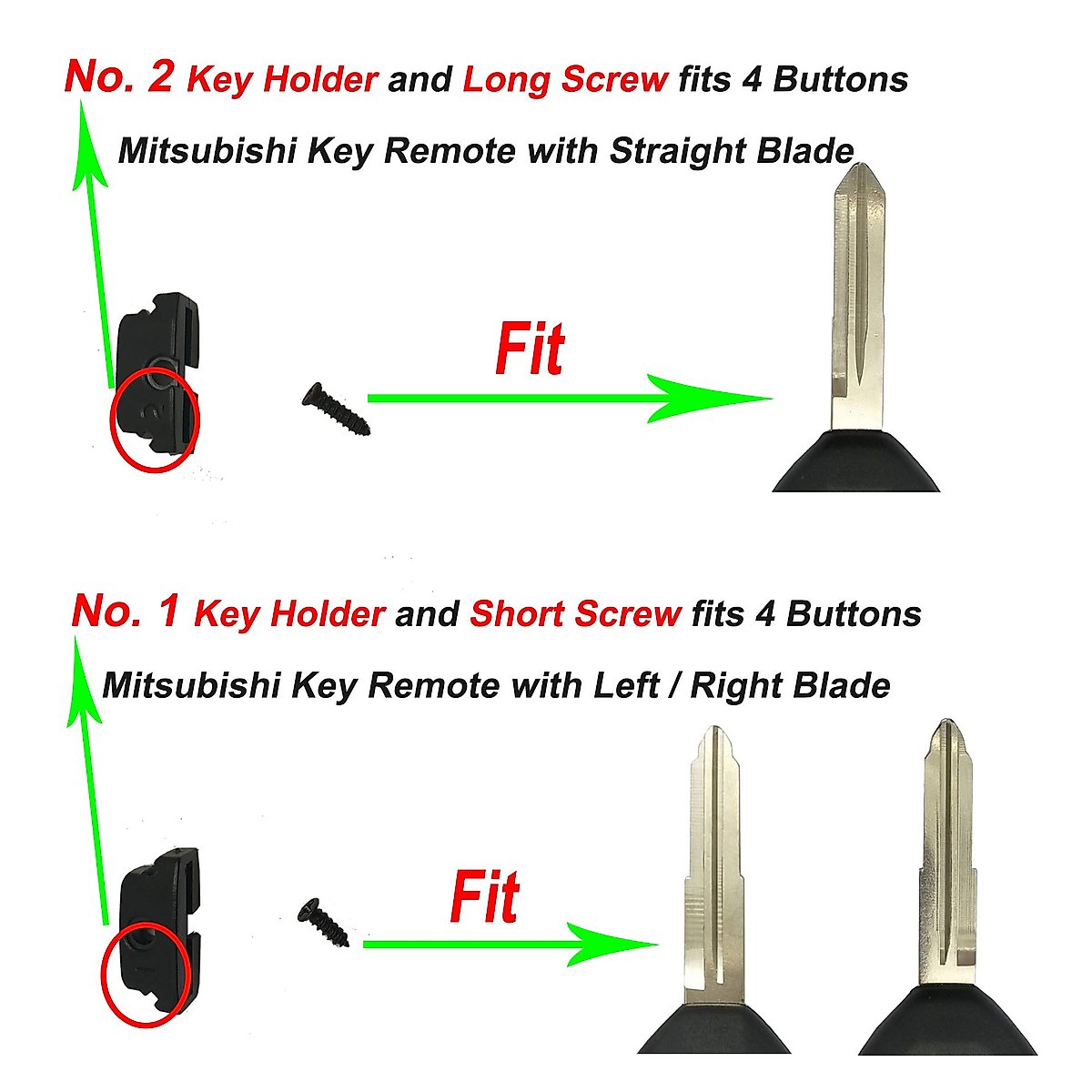 J-ACCES 2 Pcs Key Fob Case Shell Fit for Mitsubishi Eclipse Lancer Endeavor Galant Outlander 4 Buttons Replacement Keyless Entry Remote Car Key Fob Cover Housing with Button Pad (Black)