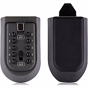 Lospu HY Indoor & Outdoor Key Lock Box Wall Mounted Push Button Combination Key Safe Storage Security Lock Box with Black Rubber Cover & Wall Bolt Fixings for 5 to 7 Mortise Style Keys