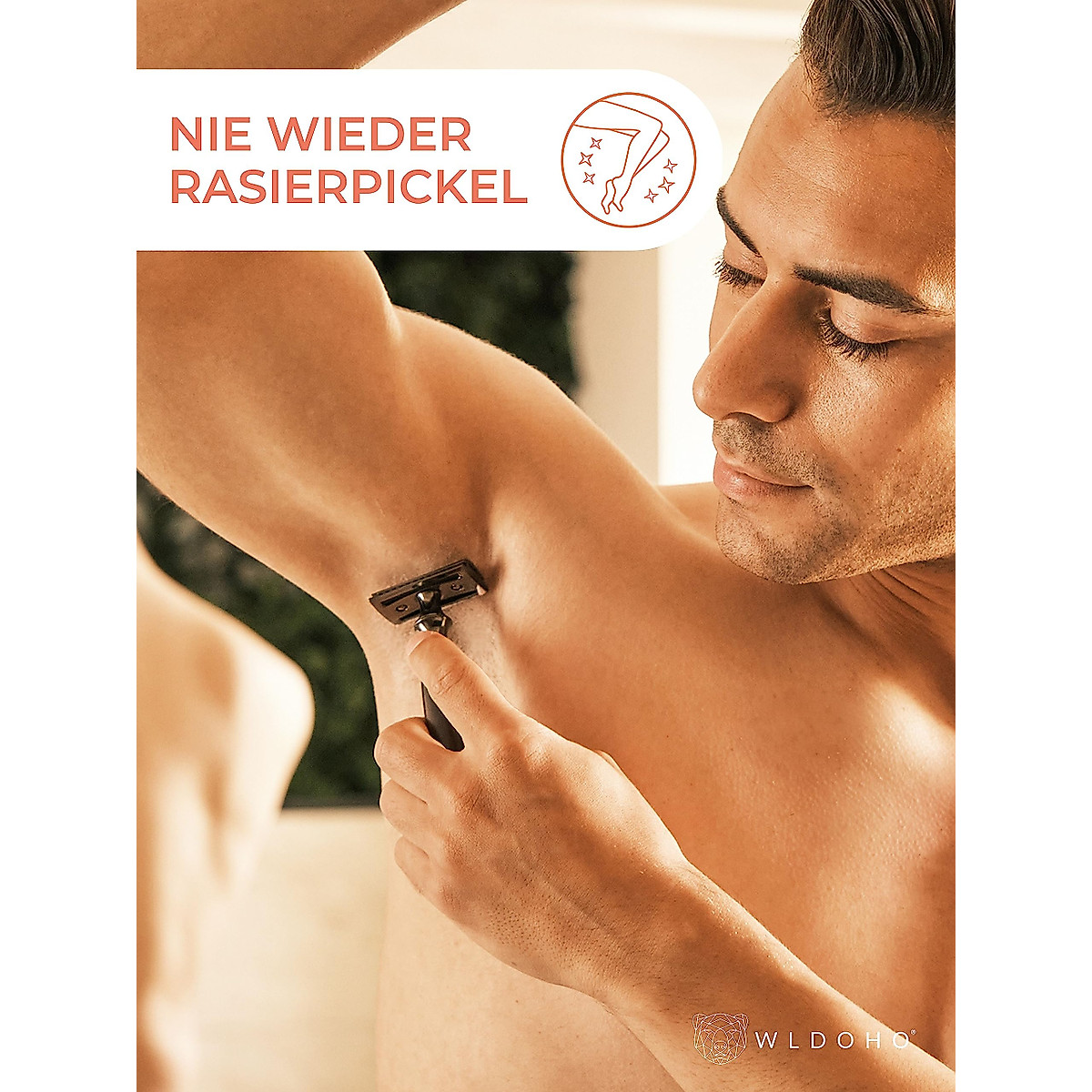 WLDOHO Double Edge Safety Razor - Natural Wooden Handle, Zero Waste and Plastic Free - Reusable Safety Razor for Men and Women - Traditional Shaver with 5 Blade