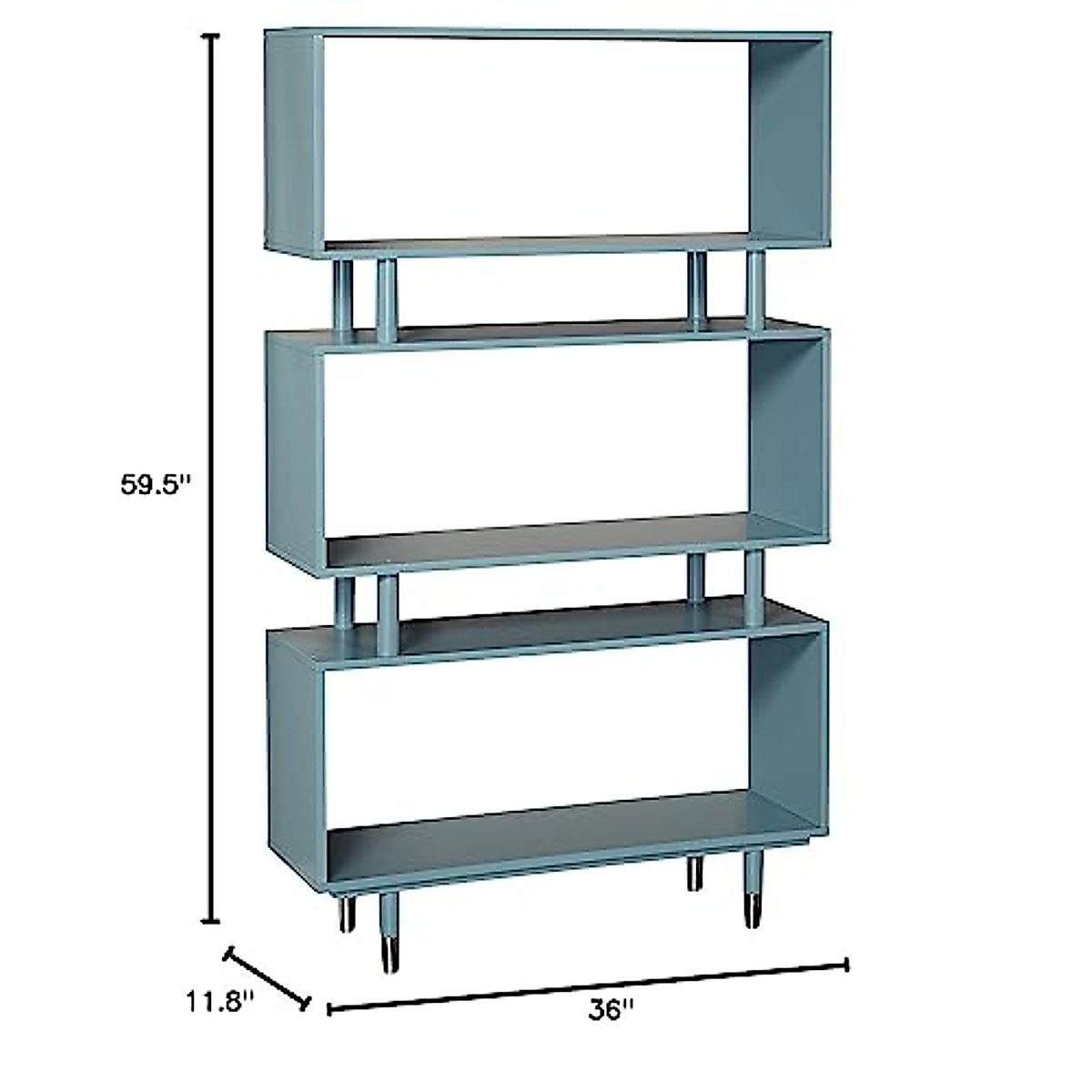 Target Marketing Systems Margo Mid-Century Modern Bookshelf, Antique Blue