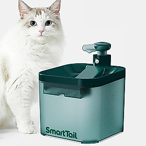 SmartTail Cat Water Fountain,Pet Water Fountain for Cats Indoor Battery Operated,74oz/2.2L Automatic Dog Water Dispenser with a Filter,Water Level Window,BPA-Free, Green