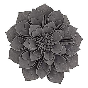 Fennco Styles Handmade 3D Heart-Shaped Petals Flower Decorative Throw Pillow Cover 13" Round - Slate Floral Pillow Case for Couch, Home Décor and Holiday, Housewarming Gift