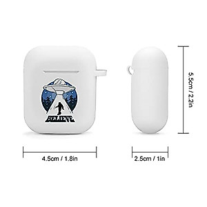 Believe Bigfoot Sasquatch UFO Silicone AirPods Case Protective Cover Compatible with AirPods 2 & 1 with Keychain
