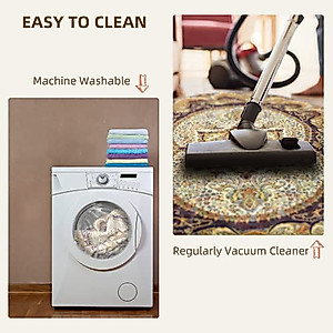 GOMUVIN Boho Tribal Area Rug 3'x5', Washable Persian Distressed Throw Carpet Faux Wool Bohemian Bedroom Rug Non Slip Black Rug Sofa Floor Mat Accent Rugs for Living Room Kitchen Dining Entrance