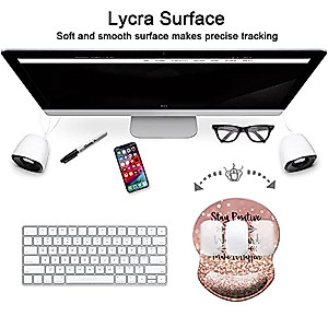 Mouse Pad with Wrist Support, Non Slip Mousepad Wrist Rest for Office, Computer, Laptop & Mac- Durable & Comfortable & Lightweight Ergonomic Support Mouse Mat Glitter Quote