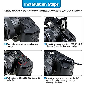 Glorich ACK-E12 AC Power Adapter DR-E12 DC Coupler LP-E12 LPE12 Dummy Battery Kit for Canon EOS M200, M100, M50 Mark II, M50, M10, M2, M, Kiss M, Kiss M2 Mirrorless Digital Cameras.