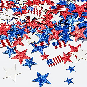 Winnwing Independence Day Patriotic American Flag with Glitter Star Table Scatter Confetti Decor for 4th of July National Memorial Presidents Birthday Party Blue,white,red