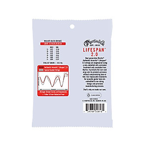 Martin Authentic Acoustic Guitar Strings, Lifespan 2.0 Treated, Light, 80/20 Bronze
