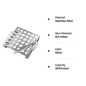 Skyflame Jalapeno Grill Rack with Handle and Chili Pepper Corer Tool - Large 36 Holes Capacity Stainless Steel Drumstick Chicken Wings Roaster for BBQ Smoker and Oven