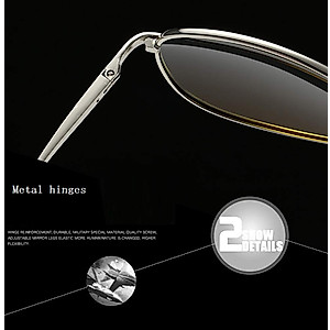 Rungear Night Vision HD Aviator Glasses for Men & Women Safety Driving Fashion UV400 Polarized Day and Night View Sunglasses (Grey Frame)