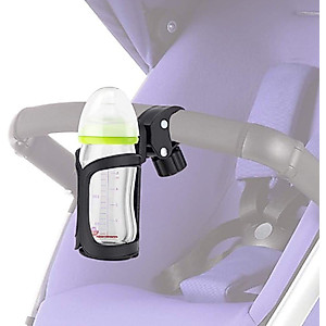 NHXTDWL 2 Pack Stroller Cup Holders,Wheelchair Cup Holder,360° Adjustable Bike Water Bottle Drink Holder with Anti-Slip Pad,Universal Drinks Holder for Bikes, Trolleys or Walkers(Black) (1)