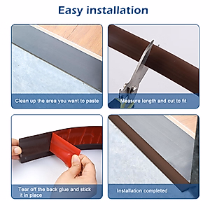 3.3Ft Self-Adhesive Floor Transition Strip, 1/2''~3/5'' Height Carpet to Tile Floor Divider Strip Reducer Peel and Stick Floor Edging Trim Strip Doorway Threshold Cover for Laminate Floor Mat (Coffee)