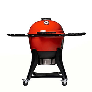 Kamado Joe KJ15040320 Kettle Joe 22 inch Charcoal Grill with Hinged Lid, Cart, and Side Shelves, Blaze Red