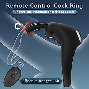 Vibrating Cock Ring Sex Toys for Men, Silicone Penis Ring Remote Control Vibrator with 10 Vibrations, POZFUN Bunny Rabbit Shaped Rechargeable Adult Toy for Couples Male Women Clitoral Vibrator