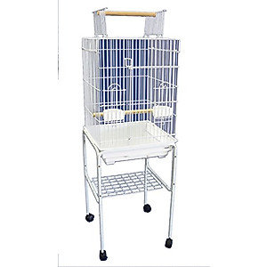 YML 5984 3/4" Bar Spacing Open Top Parrot Cage with Stand, 18" x 18 x 56/Small, White