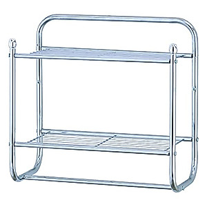 Towel Shelf Wall Mount Towel Rack with Towel Bar and 2 Shelves Bathroom Storage Organizer Chrome Plated by Madison Home Products