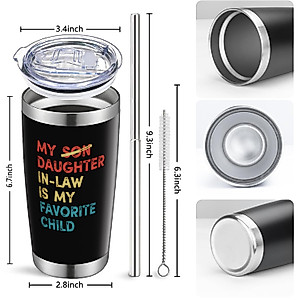 qynspngs Gifts for Father/Mother In Law From Daughter In Law, Funny Father's Day gifts Christmas Gift for Father/Mother In Law, 20 oz Dad/Mom Tumbler with lid and straw