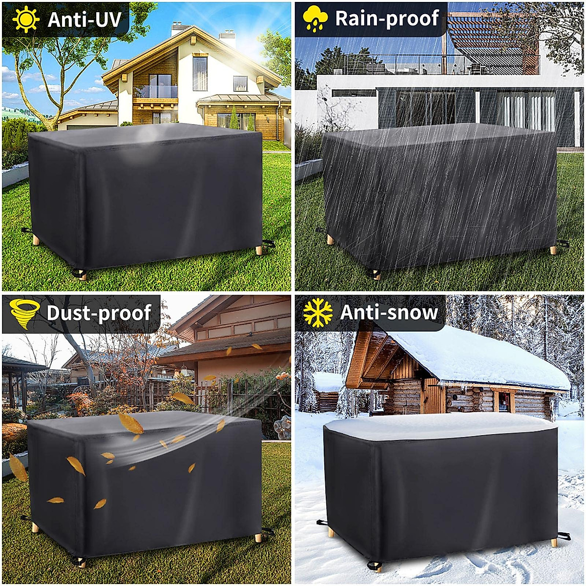 Zhadongli Art Waterproof Outdoor Sofa Cover, 91""Lx71""Wx30""H Patio Furniture Covers Waterproof Outdoor Couch Cover, Lawn Furniture Covers, Black