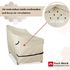 Porch Shield Waterproof Outdoor Bench Sofa Cover – Patio 2 Seater Loveseat Cover 56W x 31D x 33H inch, Beige