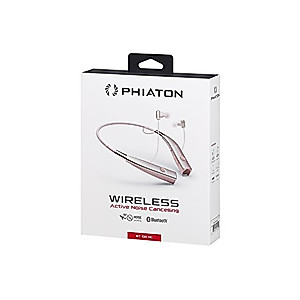 Phiaton BT 100 NC Neckband Style Wireless Qualcomm Bluetooth Noise Cancelling Earbuds, Active Noise Cancelling in-Ear Sports Running Earphones with Microphone and Remote, Pink
