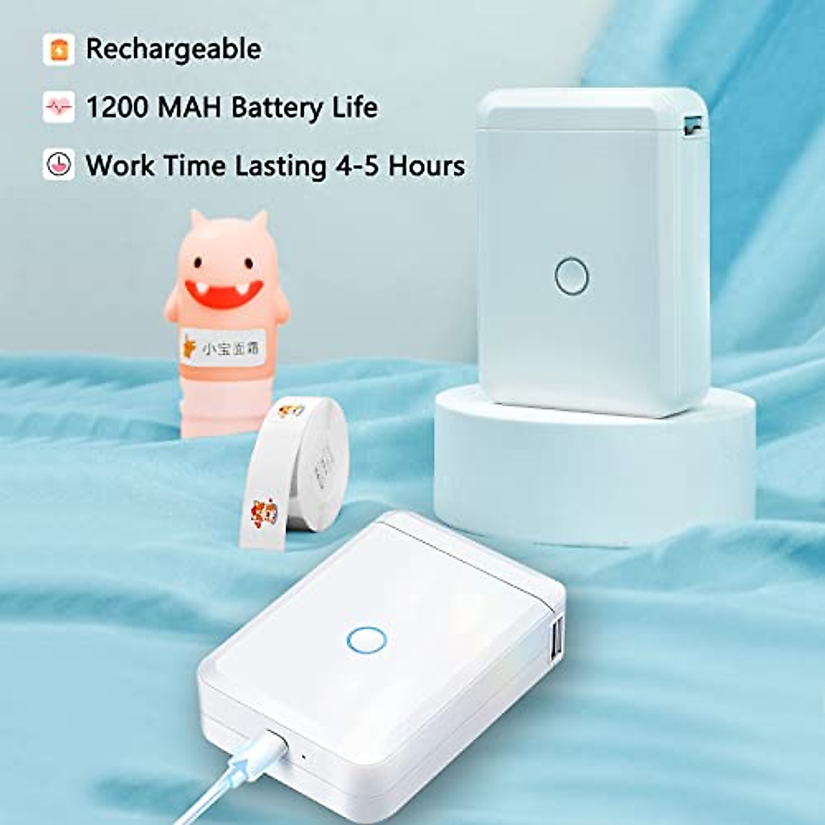 YUEARN Label Makers, D110 Bluetooth Label Maker Printer, White Mini Label Maker Machine, with Tape, Multiple Templates Label Maker, Thermal Label Maker for Storage Shipping Barcode Office Kitchen