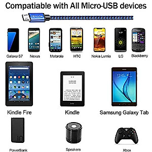 Micro USB Cable 10ft, Android Charger, USB C Cable, 3Pack Extra Long Kindle Fire Charger, udaton High Speed Nylon Braided Micro Fast Charging Cord for Samsung Galaxy S7 Kindle Fire 7 PS4 Xbox LG, Blue